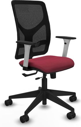 Piqueras y Crespo B&uuml;rostuhl mit wei&szlig;en und schwarzen Armlehnen, ausgestattet mit Syncro/Traslack und Schneideschaum, mit Rollen von 65 mm, Nylon, Schwarz/Granatrot