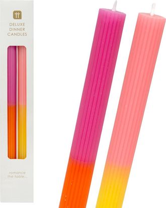 Talking Tables Sch&ouml;ne konische Ombr&eacute;-Kerzenleuchter, geruchlos, f&uuml;r Sie oder Ihn, Rosa und Gelb, 2 St&uuml;ck