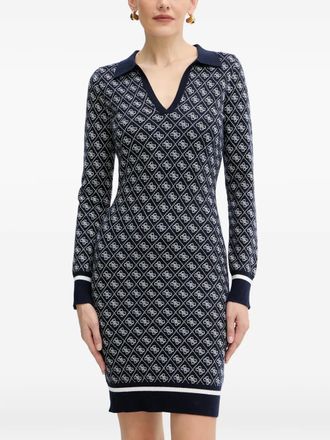 Guess Co robe courte &agrave; col v - Bleu
