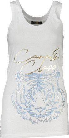 Cavalli T-Shirt Elegantes Damenshirt: Wei&szlig;es Tanktop mit Print und