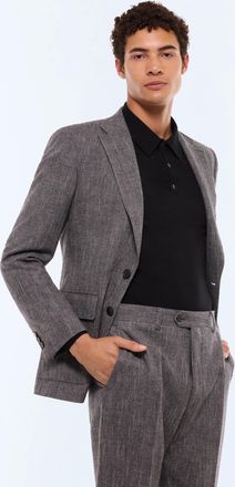 Fursac Veste droite en laine &agrave; chevrons - Taille 44 - Homme