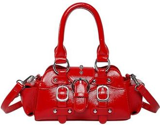 Generic Cymwer Sac &agrave; bandouli&egrave;re en cuir PU pour femmes, couleur unie, avec fermeture &eacute;clair, sac &agrave; poign&eacute;e sup&eacute;rieure Y2K (noir)