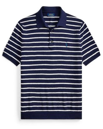 Ralph Lauren Strick-Poloshirt mit Ringelstreifen und Pony-Stickerei in