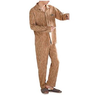 Generic Pyjama Homme Hiver Pyjama Polaire Homme Peignoir Couple Automne Hiver en Velours Corail &Eacute;pais et Long Ensemble Pyjama Assorti pour Deux