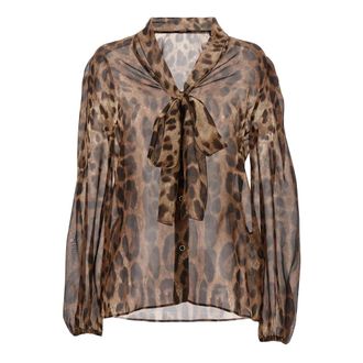 Dolce & Gabbana Leopard-print Chiffon -Schleifenbluse - - Blouses & Shirts - Damen - Mehrfarbig - S