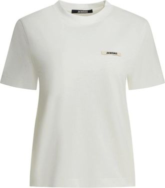 Jacquemus Femme, Tops, Blanc, Taille: 40 FR T-Shirt Logo en Jersey de Coton