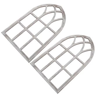 Garneck 2 St&uuml;ck Rustikale Bogenfenster Wanddekoration Kathedralenstil Fensterrahmen im Landhausstil Vintage Wanddeko f&uuml;r Wohnzimmer und Restaurant