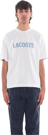 Lacoste Homme, Tops, Blanc, Taille: M T-shirt ample en jersey imprim&eacute;
