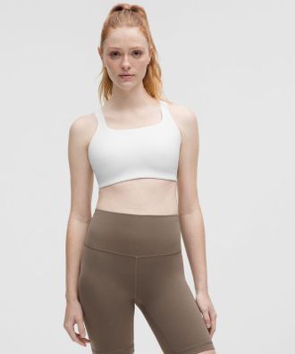 lululemon Fitness-BH aus Ultralu mit quadratischem Ausschnitt Mittlerer Halt D/DD-Cups für Frauen - Größe 10 in White