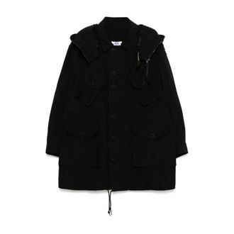 Junya Watanabe Homme, Vestes, Noir, Taille: L Manteau militaire noir avec capuche amovible