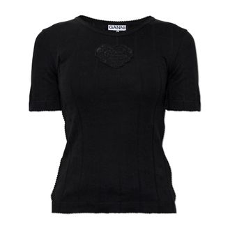 Ganni Top mit Patch - - Tops - Damen - Schwarzk - M