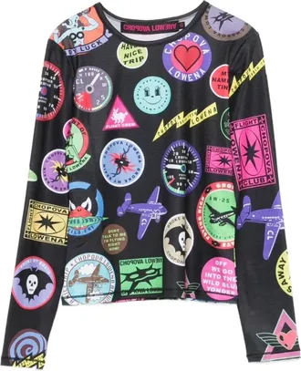 Chopova Lowena Femme, Tops, Multicolore, Taille: 40 FR T-shirt &agrave; Manches Longues Ras du Cou