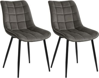 Woltu Woltu - Lot de 2 chaises de salle &agrave; manger - Si&egrave;ge en velours vert - Pieds en m&eacute;tal - Hauteur 85,5 cm - Confort ergonomique