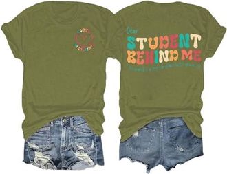 Generic T-shirt personnalis&eacute; T-shirt enseignant amusant pour femmes avec motif &eacute;tudiant T-shirt graphique d&eacute;contract&eacute; pour l&eacute;t&eacute; T-shirts rouges pour femmes T-