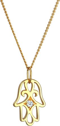 Elli DIAMONDS Halskette Damen Hamsa Motiv Filigran mit Diamant (0.03 ct.) aus 585 Gelbgold