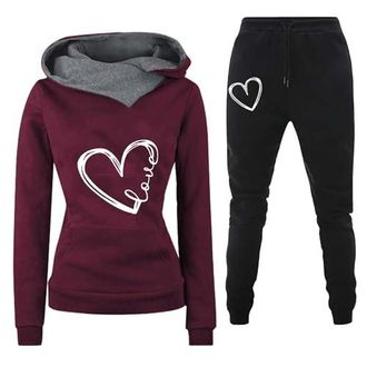 Generic Co Ord Ensembles pour femme Mode ample col haut &eacute;paules droites pantalon long ensemble sweat ensemble de v&ecirc;tements de d&eacute;tente pour femme Surv&ecirc;tement d