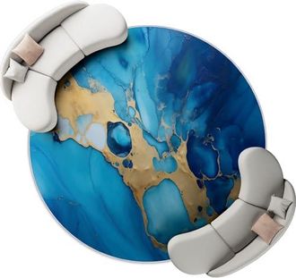 Generic 150 cm Tapis Rond en Laine synth&eacute;tique - Motif Abstrait Marbre Paysage Marin antid&eacute;rapant Lavable Tapis pour Chambre denfant Salle &agrave; Manger Salle de J