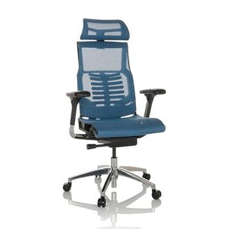hjh OFFICE Chaise de Bureau Professionnelle POFIT GEN2 Filet Chaise pivotante Ergonomique avec Soutien Lombaire Flexible, Bleu, 652285