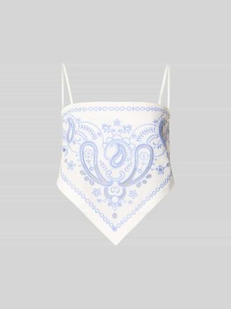 Self Portrait Crop Bandeau-Top aus Leinen-Mix