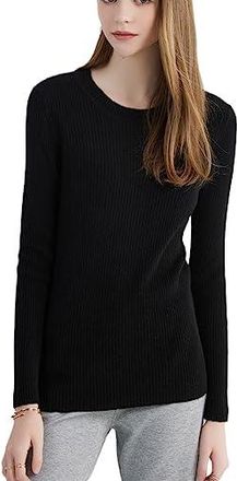 Generic Pull en Laine Tricoté À Manches Longues pour Femme, Pull en Cachemire, Printemps Et Automne Black XXL