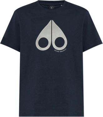 Moose Knuckles Homme, Tops, Bleu, Taille: S Logo Graphic T-Shirt
