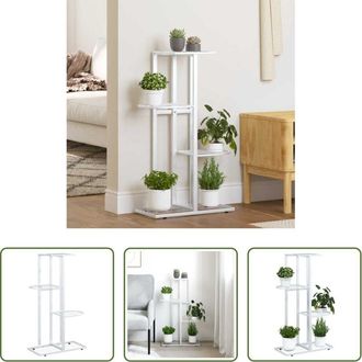vidaXL Pflanzenregal - Blumenst&auml;nder 4-Etagen 43x22x76 cm Wei&szlig; Metall