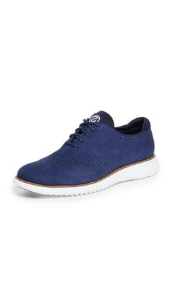 Cole Haan Herren 2.Zerogrand Laser Wingtip Gefüttert Oxford, Marineblau, Nubuk-Optik, Weiß, 43 EU