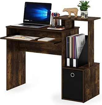 Furinno 12095APBK Mehrzweck Home Office Computer Schreibtisch, PC-Tisch, B&uuml;rotisch mit Ablage, Technisches Holz, Bernsteinkiefer/Schwarz, 39.9 (D) x 100.1 (W)