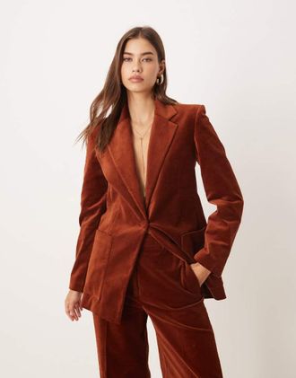 Mango Blazer densemble en velours - Ambre-Orange