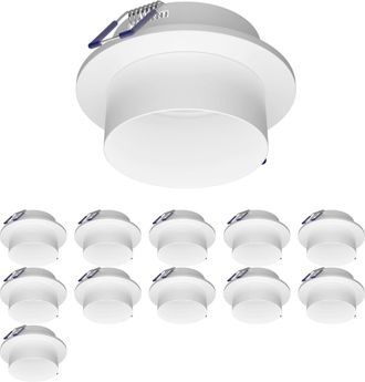 LEDs Com 12 Stück Deckeneinbaurahmen KRON, rund, weiß matt