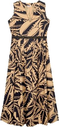 Oltre Femme, Robes, Beige, Taille: 44 FR Robe en popeline &agrave; motifs