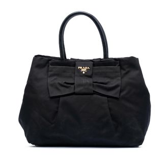 Prada Black Tessuto Fiocco Bow Tote