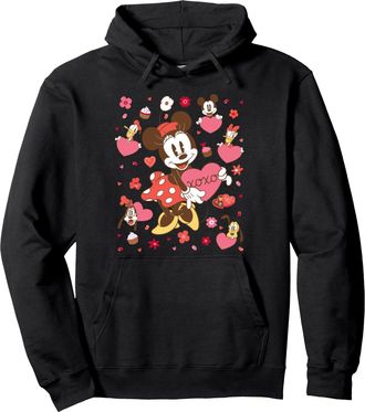 Disney Minnie Mouse & Friends Valentines Day Retro Hearts Pullover Hoodie