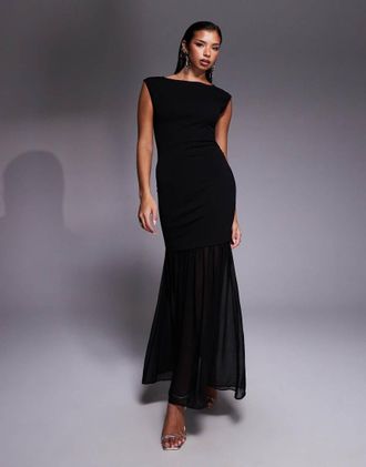 New Look Robe sans manches mi-longue &agrave; ourlet transparent - Noir