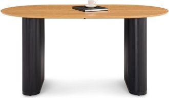 IDIMEX Esstisch Maxim schwarz/eicheoptik - moderner Tisch 160 x 90 cm, Design K&uuml;chentisch oval mit S&auml;ulenbeinen und Lamellen, Esszimmertisch f&uuml;r 6 Personen