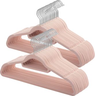 Songmics Kleiderb&uuml;gel, 100 St&uuml;ck, Anti-Rutsch, Jackenb&uuml;gel, 0,6 cm Dicke, Anzugb&uuml;gel Samt, platzsparend, um 360&deg; drehbarer Haken, 45 cm breit, f&uuml;r Jacken, M&auml;nt