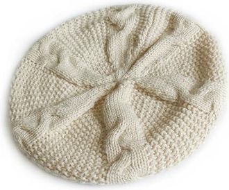 Generic B&eacute;ret en laine tricot&eacute;e pour femme - Bonnet baggy au crochet - Bonnet dhiver tricot&eacute; pour le ski - Bonnet en fourrure des ann&eacute;es 90, beige, Taille uni
