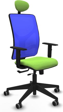 Piqueras y Crespo Idealer Arbeitsstuhl mit 1D-Armen, h&ouml;henverstellbarer Lendenwirbelst&uuml;tze und festem Kopfteil, ausgestattet mit Syncro/Traslack und Schneideschaum, Bla