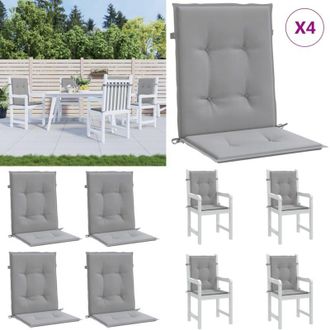 vidaXL Coussins de chaise de jardin &agrave; dossier bas lot de 4 gris - Coussin De Chaise - Coussin Dext&eacute;rieur - Coussin Jardin - Coussin Confortable - Coussin