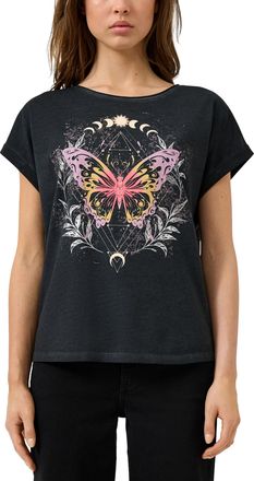 QS by s.Oliver Damen T-Shirt 2175261 Grey/Black XXL