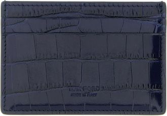 Tom Ford Homme, Accessoires, Bleu, Taille: ONE Size Porte-cartes en cuir brillant &agrave; imprim&eacute; crocodile