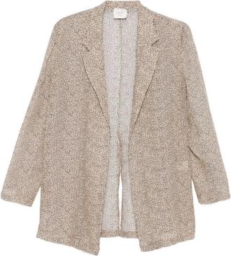 Alysi Femme, Vestes, Beige, Taille: 38 FR Blazer Ouvert Imprim&eacute; Pois