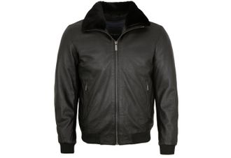 Bugatti Lederjacke BUG HW25-No 5 Bugatti - Herren Lederjacke Weste Fellkragen Lammnappa schwarz