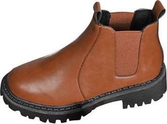 Generic Bottines Chelsea imperm&eacute;ables d&eacute;contract&eacute;es pour femme - &Eacute;l&eacute;gantes - Couleur unie - Talon bas - Confortables - Classique - &Agrave; enfiler - Pour le travail