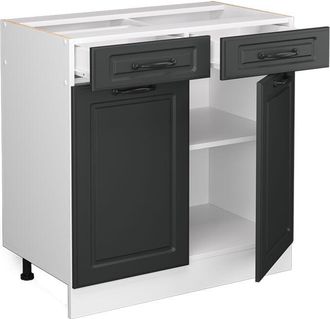 Vicco Meuble cuisine R-Line, Anthracite campagne, 80 cm, pt Ch&ecirc;ne