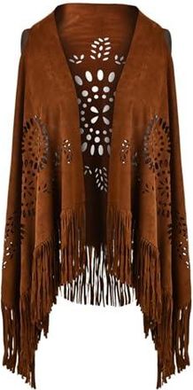 Generic Attumn 2026 Vestes dhiver pour femmes Veste sans manches en composite avec pompons, marron, Taille unique