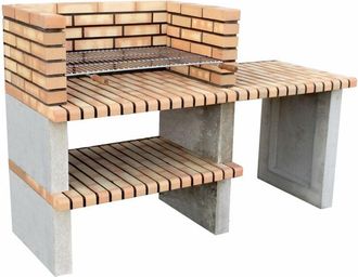 Movelar Movelar - Barbecue préfabriqué à bois et charbon en béton réfractaire modèle Paellero Almenara 85 (Gris, Orange - 177 x 70 x 120 cm) ref: 3905