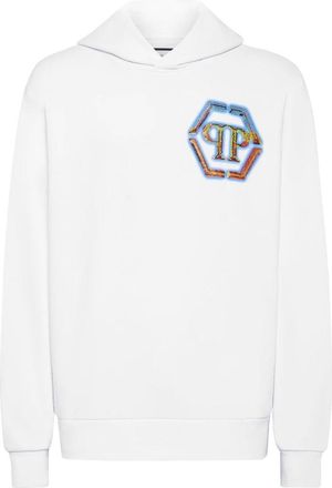 Philipp Plein Homme, Sweatshirts et sweats &agrave; capuche, Blanc, Taille: M SweaT-shirt &agrave; capuche Hexagon