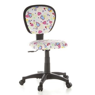 hjh OFFICE 670170 Kinderdrehstuhl KIDDY TOP Netzstoff Herzen/Blumen Kinderbürostuhl mit Rückenlehne, höhenverstellbar