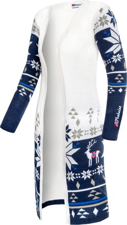 Nebulus Damen Jacke NOORS, warme Strickjacke, Strickmantel im Norweger-Style, wei&szlig;-Navy - XXL/44